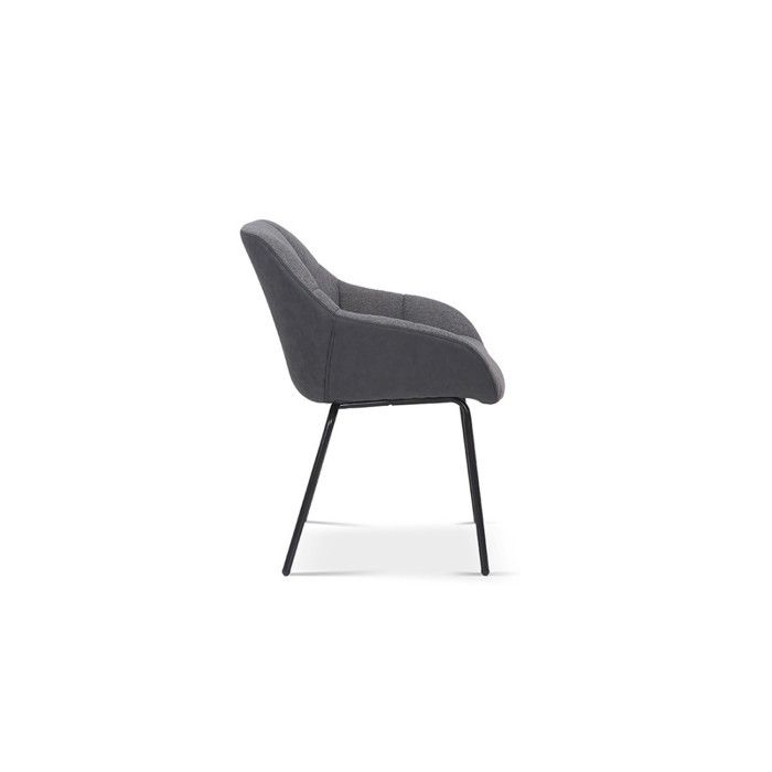 Chaise SAM – Tissu gris & dos PU gris foncé – Pieds métal noir – H85 x ...