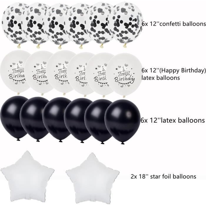 Ballon 15 Ans Anniversaire Garcon Décoration Noir Blanc Décoration ...
