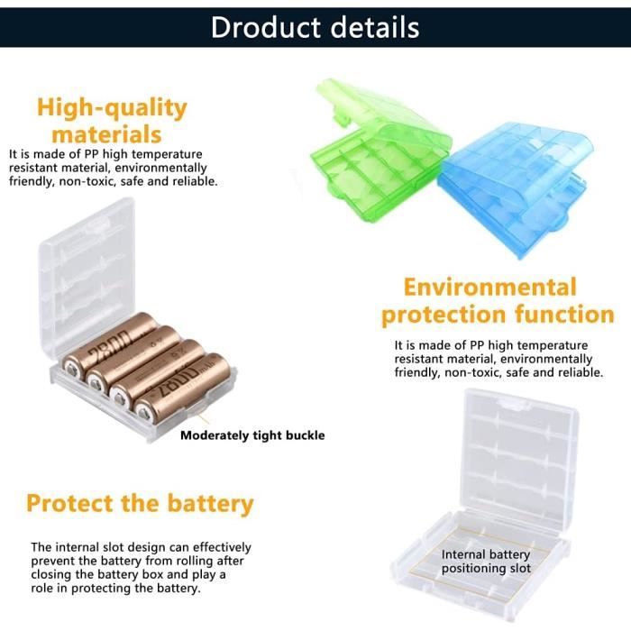 6 Pièces Boîte à Piles en Plastique Boîte de Rangement pour Piles ...