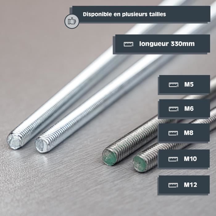 Tige Filetée M6 X 330 Mm En Acier Galvanisé - 2 Pièces Tige Inox ...