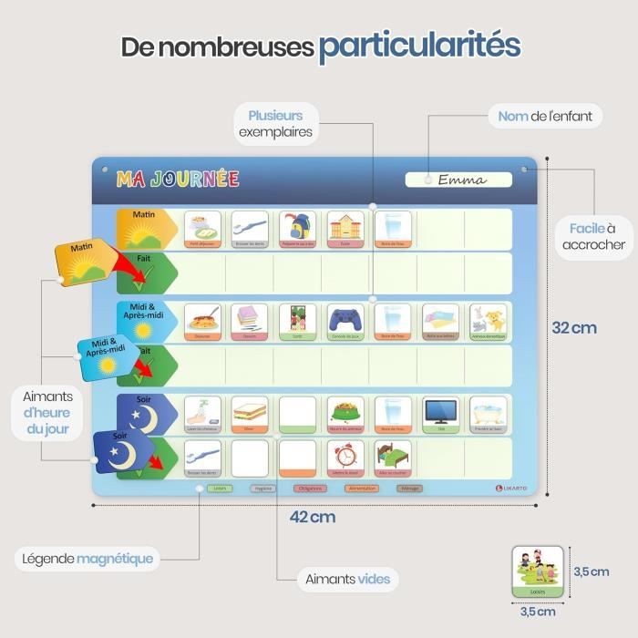 Planning Journalier Pour Enfants - Tableau Magnétique Montessori ...