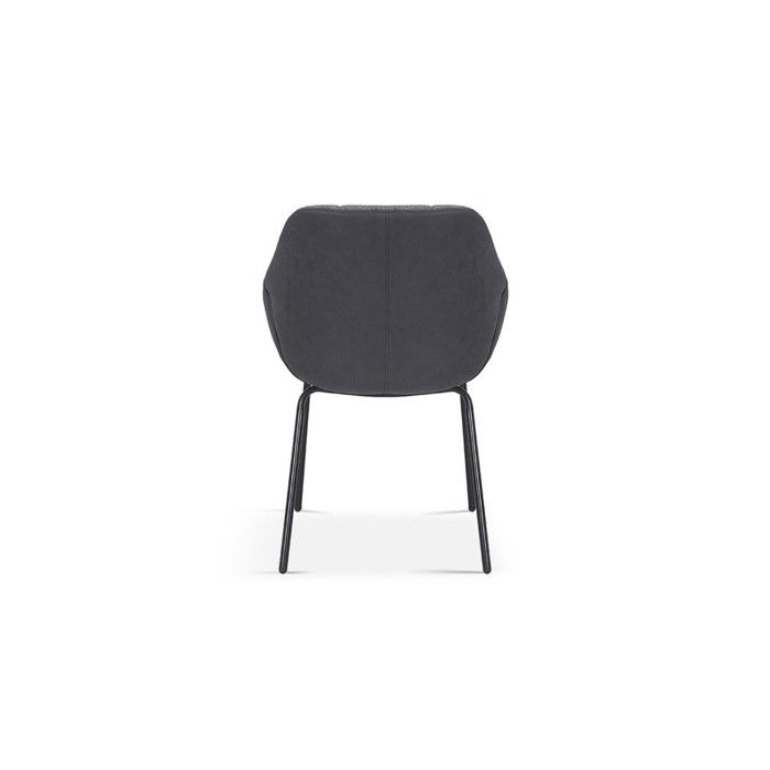 Chaise SAM – Tissu gris & dos PU gris foncé – Pieds métal noir – H85 x ...
