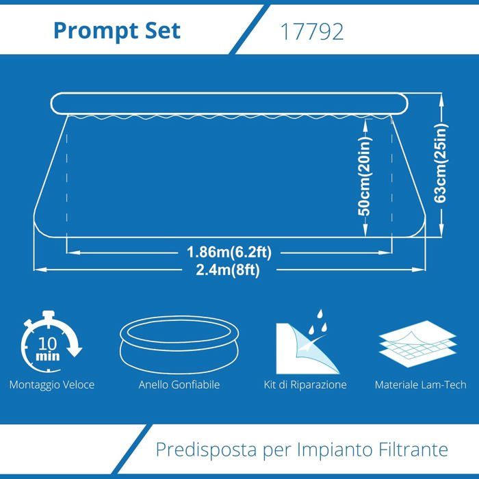 Prompt Set Pool, Piscine 240 X 63 Cm, Piscine Hors Sol Sans Pompe ...
