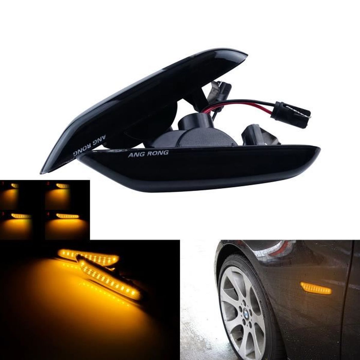 Dynamique LED Clignotant Répétiteur Noir Pour BMW E90 E91 E46 E60 E61 ...