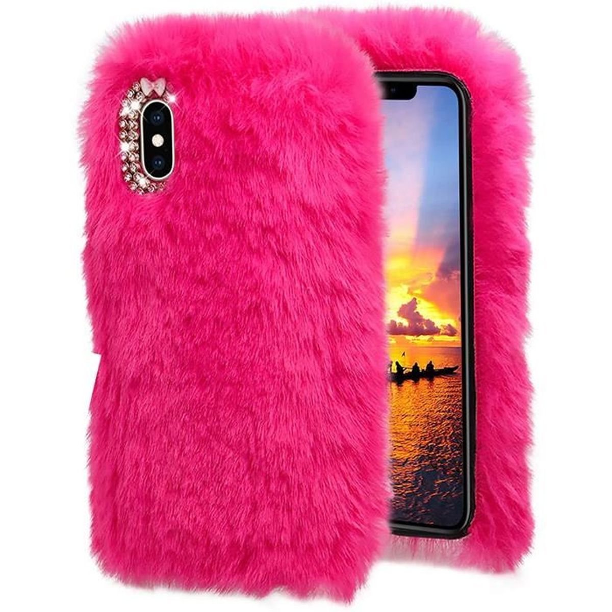 Lapin en Fourrure Coque pour Samsung Galaxy S21 Ultra 5G,Bling Strass ...