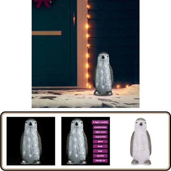 DRE-Silhouette de pingouin de Noël LED Acrylique 30 cm - Décorations De Noël - Figurines De Noel ...