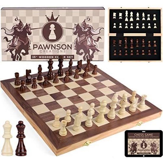 Wooden Chess Set for Kids and Adults - 15 Staunton Chess Set - Large ...