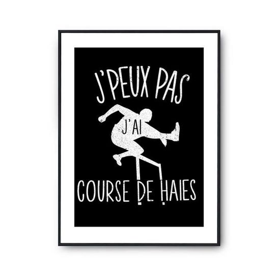 Affiche - Humour - Course de haies - Noir - A2 - Décoration murale ...