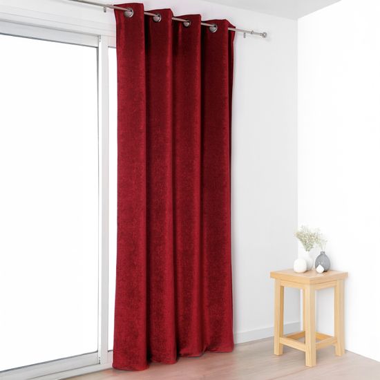 Rideau - Fabrication Française - Rouge - 140 x 245 cm - Aspect Velours ...