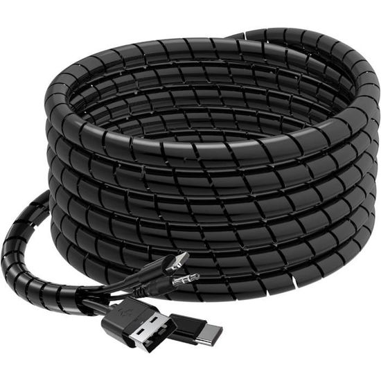 Cache Cable Spirale 6M 12-24mm, AGPTEK Gaine Spirale Flexible Protege ...