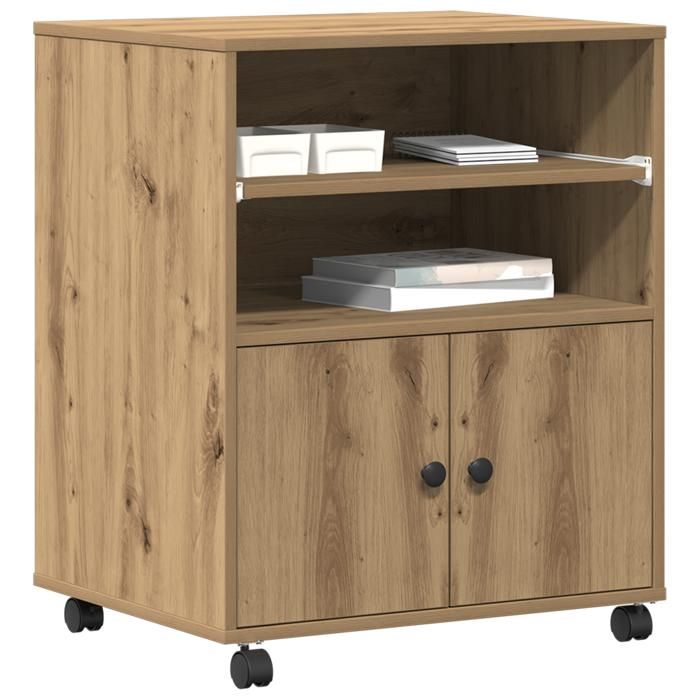 Elégant Meuble bas pour bureau Support d'imprimante sur roulettes Chêne ...