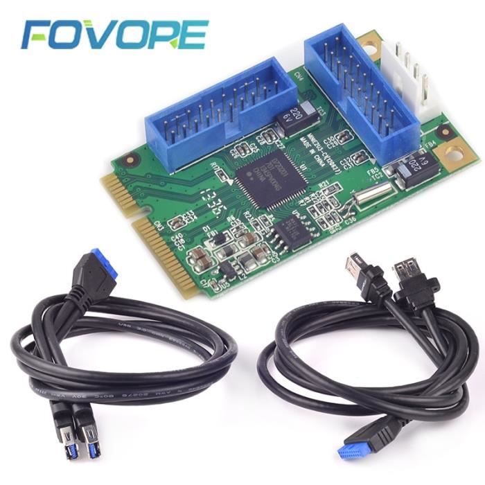 Adaptateur Mini PCI e USB 3.0, 4 ports, carte'extension, convertisseur Mini PCI e vers USB 3.0 ...