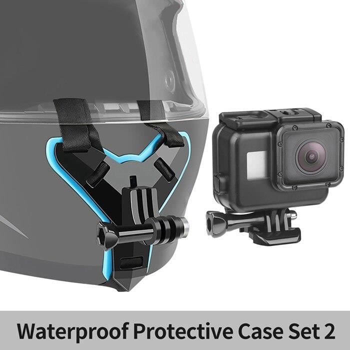 Support avec cas 2 - SHOOT casque de moto avant mentonnière support support trépied pour GoPro ...
