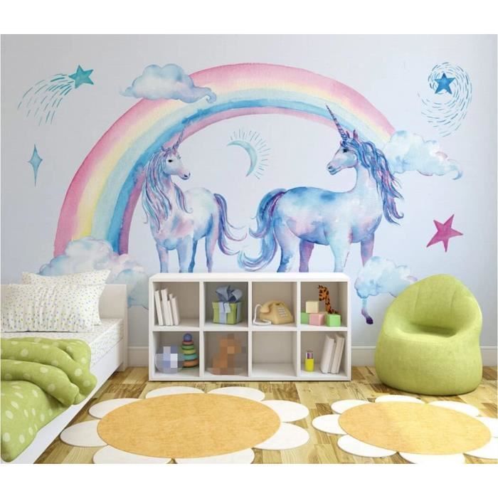 Papier Peint Panoramique Pégase Licorne Arc En Ciel Papier Peint 3D ...