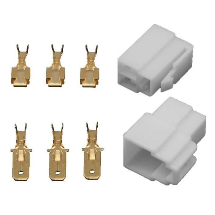 Lot De 10 Boîtiers De Fiches Plates 3 Pôles Avec Fiche Plate 6,3 Mm Et ...