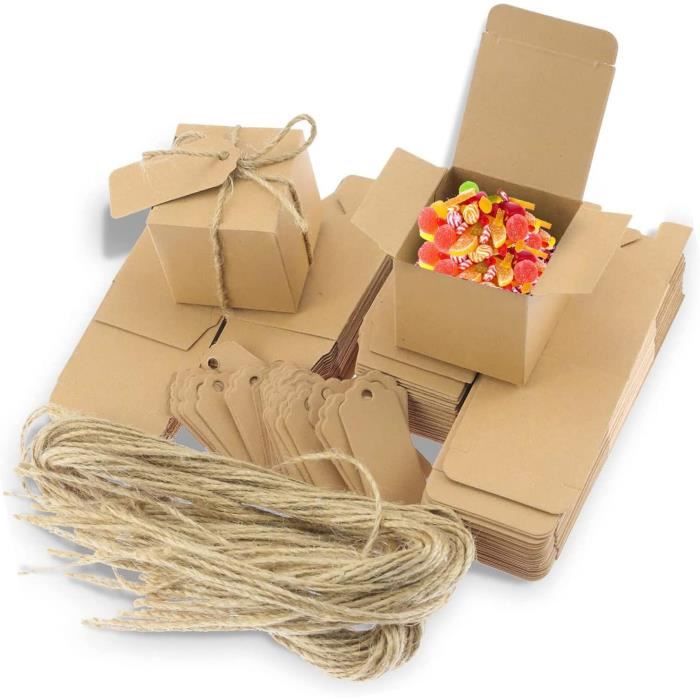 50 Pieces Box Pour Anniversaire Mariages, Boite Kraft, Boite Cadeau Kraft, Boite Kraft Carrée ...