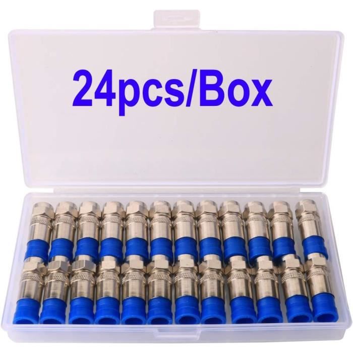 24pièces RG6 F Type Connecteur Coaxial Compression, Connecteur à ...