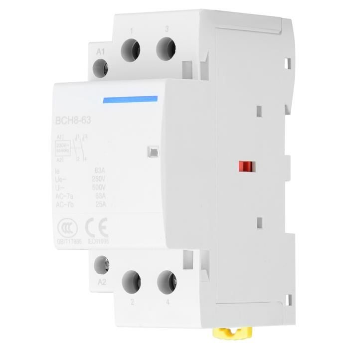 Cikonielf Contacteur AC domestique sur rail DIN 2P 63A Contacteur AC Domestique Montage sur Rail ...