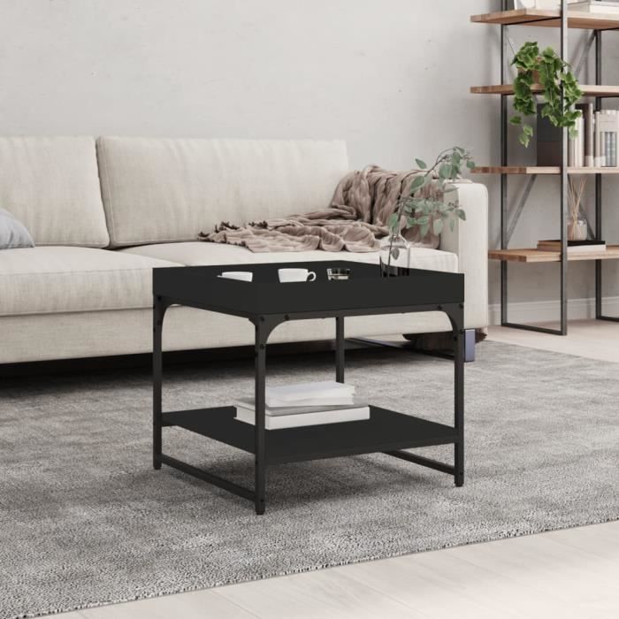 WEI-Table basse noir 49,5x49,5x45 cm bois d'ingénierie-WEI832808 ...