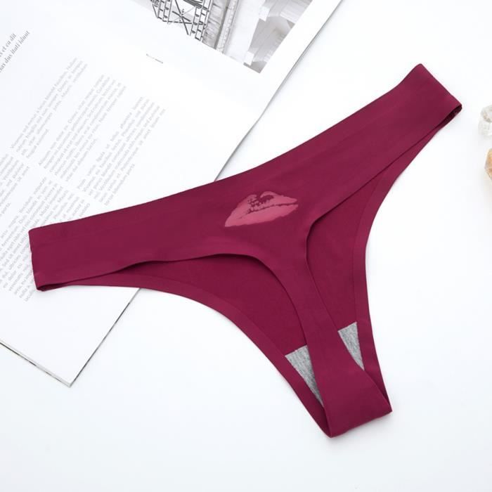 String Tanga pour Femme Mode délicate lèvre impression sexy caleçon ...