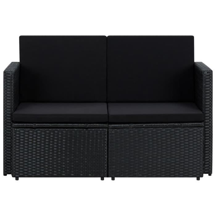 Sofa balcon BINGO - Canapé de jardin à 2 places avec coussins Noir ...