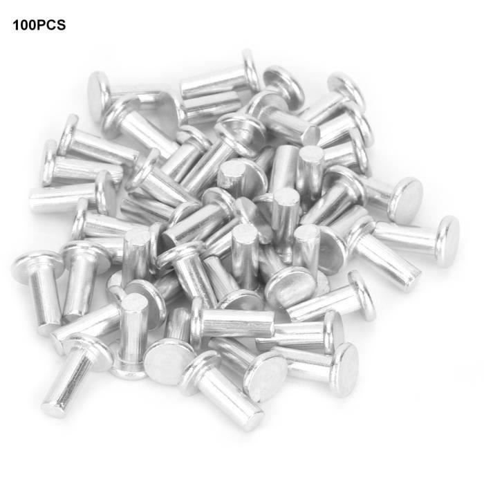 Gift-100pcs GB867 M4 Rivets en aluminium à tête plate Rivet solide à ...