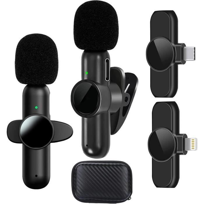 Lavalier Microphone Sans Fil Pour Iphone Ipad Android Microphone À Clipser Plug & Play Mini ...