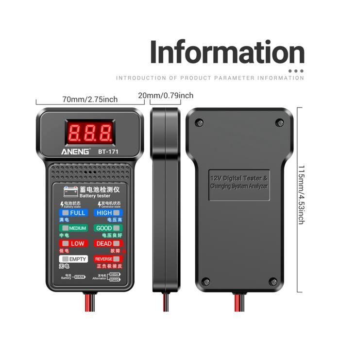 Battery Tester Tools BT-171 Automotive Diagnostic Tools 12V Battery ...