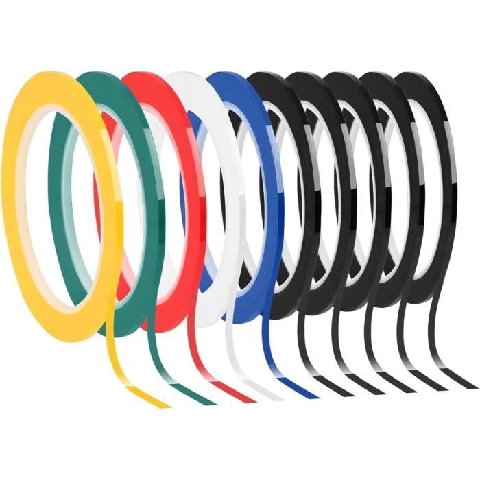 Lot de 10 rubans adhésifs pour tableau blanc, 5 couleurs, 3 mm x 66 m ...