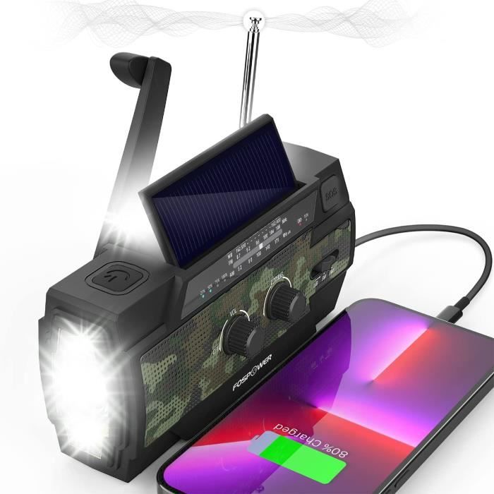 Radio D'Urgence Météo 4000Mah (Modèle A3) Solaire-Manivelle-À Piles ...