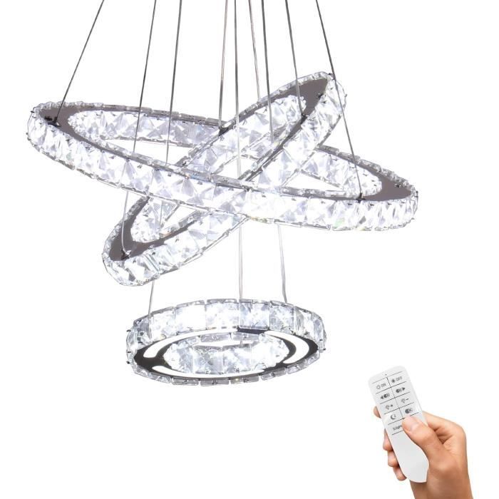 Moderne Lustre En Cristal Led Lumière À 3 Anneaux Dimmerabile Lustre ...