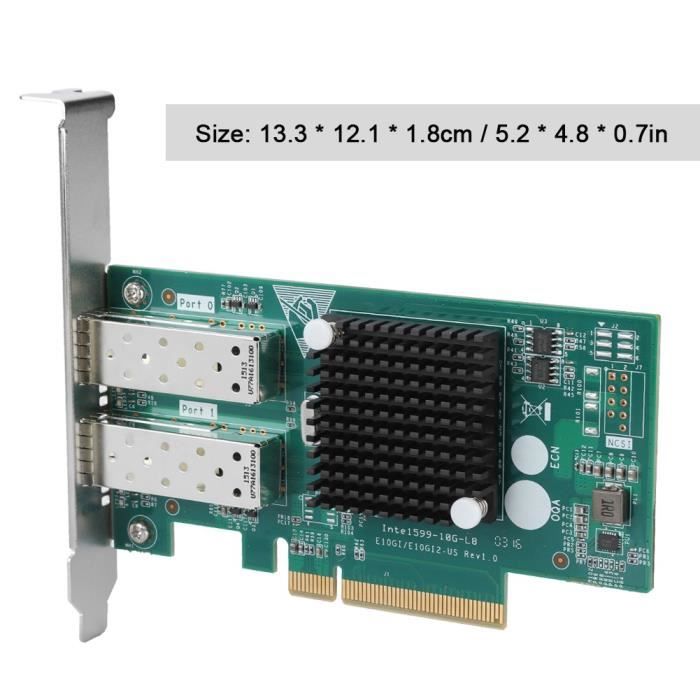 Carte Réseau sans fil, PCI-E 8X Dual SFP 10G Fast Ethernet Converged ...