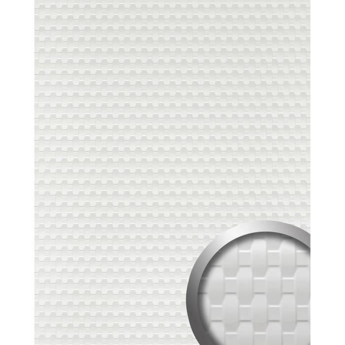 Panneau mural unicolore WallFace 24954 RATTAN 20 Snow White gaufré ...