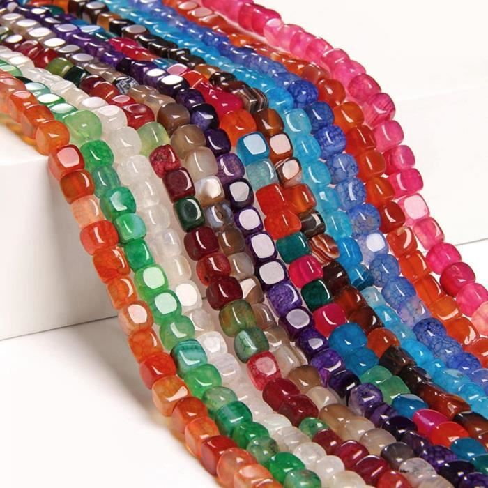 6-8Mm Pierre Naturelle Cube Carré Agates Perles Loose Spacer Perles ...