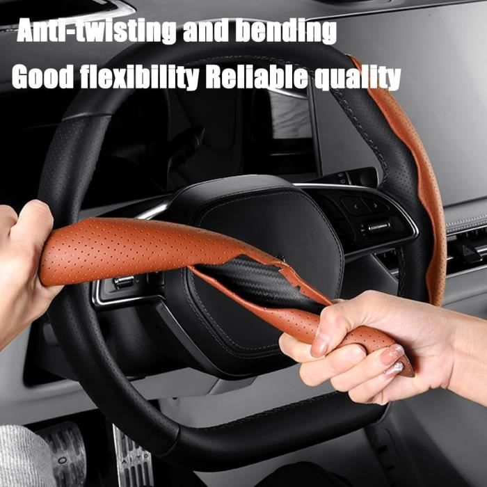 Housse De Volant De Voiture En Cuir De Fibre De Carbone, Universelle 38 Cm, Couvre Volant ...