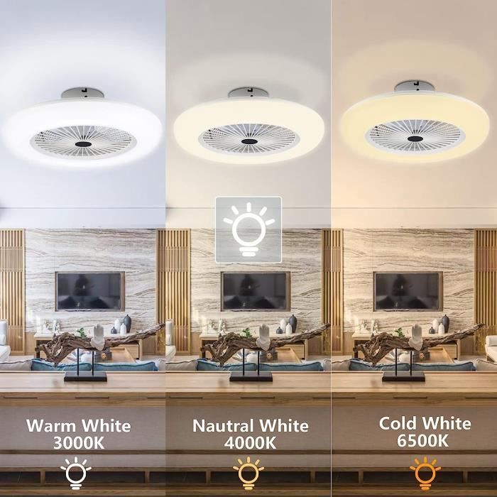 Jiubiaz Plafonnier Ventilateur De Plafond, LED Fan Plafonnier avec ...