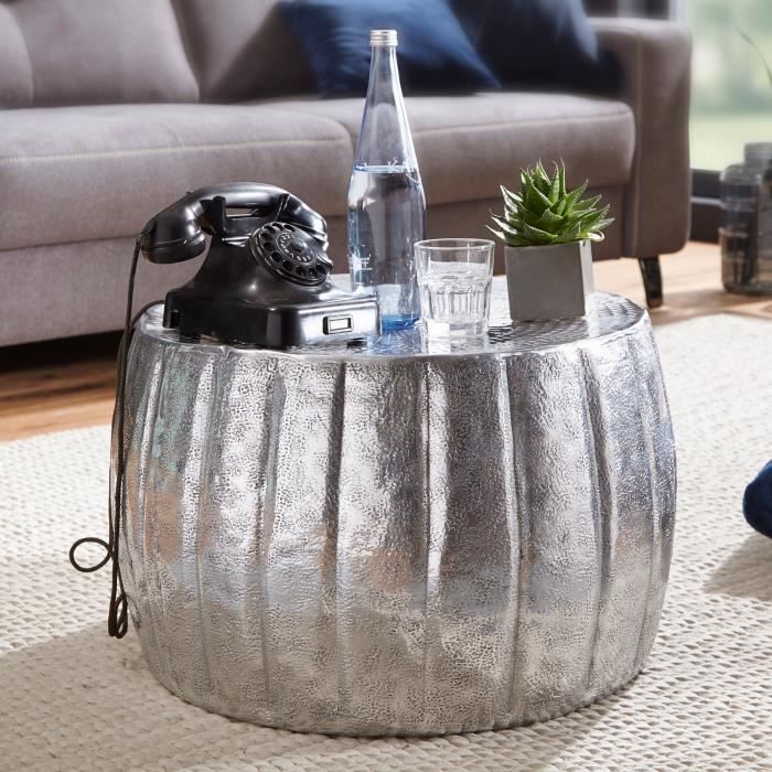 WOHNLING table basse JAMAL table basse table ronde table en argent ...