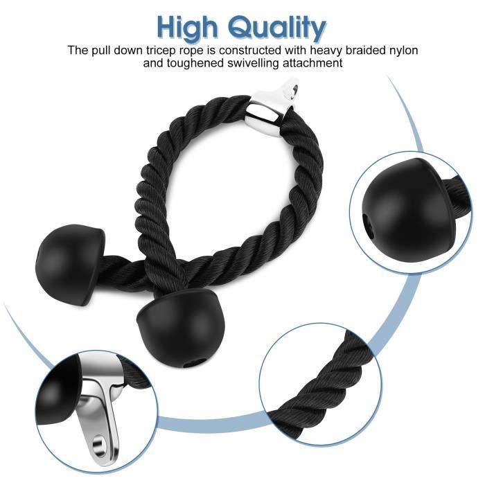 Corde Gym Musculation des Triceps Muscle Dorsal Robuste Noir Attachment ...