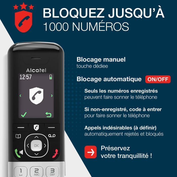 Téléphone Fixe ALCATEL FX990 Voice Trio - DECT sans Fil avec Répondeur ...