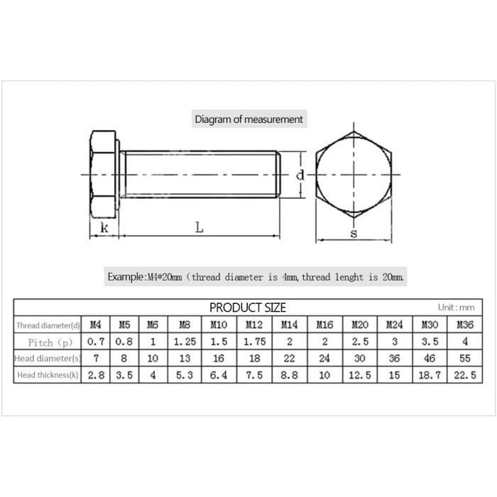 M12 Acier inox Boulons Kit - Vis tête Hex Filetage 100-120-130-140-450mm AssortimentM12×45 (5 ...