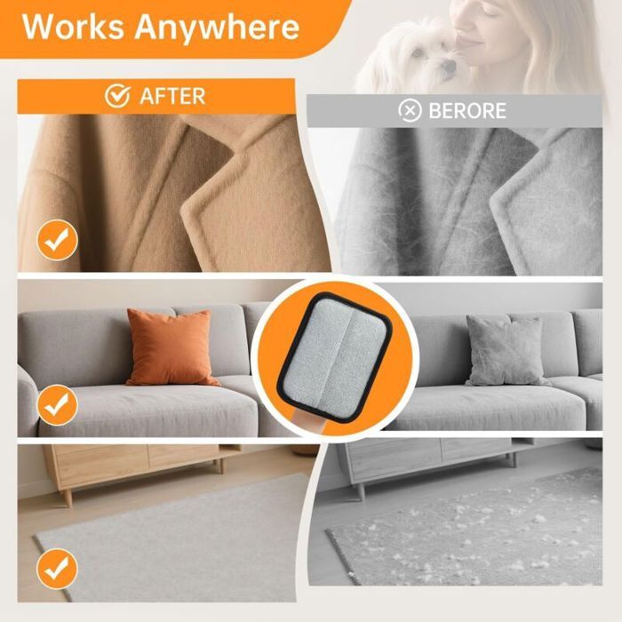 Gant électrostatique anti poil animal réutilisable - 2, Chat chien ...