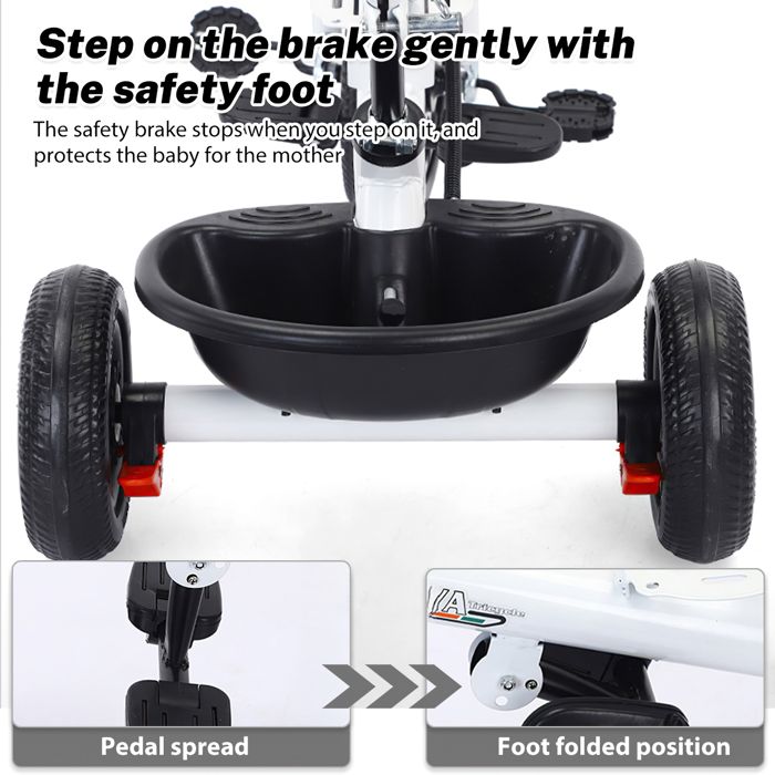 Tricycle bébé évolutif- Siège inclinable pivotant à 360° - Panier de ...