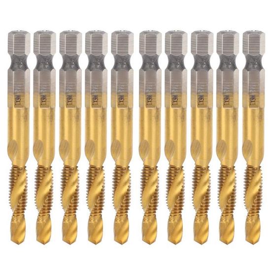 HURRISE Taraud à flûte hélicoïdale HSS 10pcs Taraud à Vis à Queue Hexagonale M6 Perceuse 5.0 ...