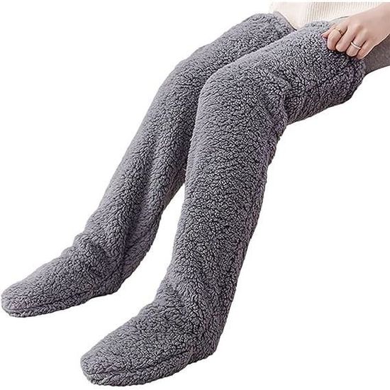 Chaussettes Hautes Femme Longue Peluche Chaussettes Montantes Cuisse ...