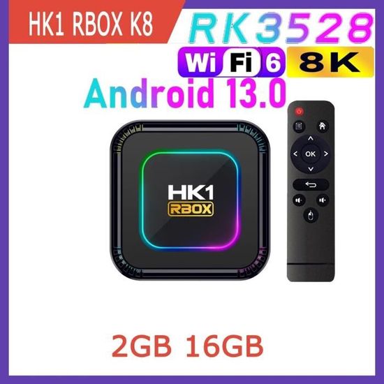 Boîtier Smart TV - RNCYN - HK1 RBOX K8 RK3528 - Android 13 - Wifi 6 - 8K - 2 Go/16 Go/32 Go ...
