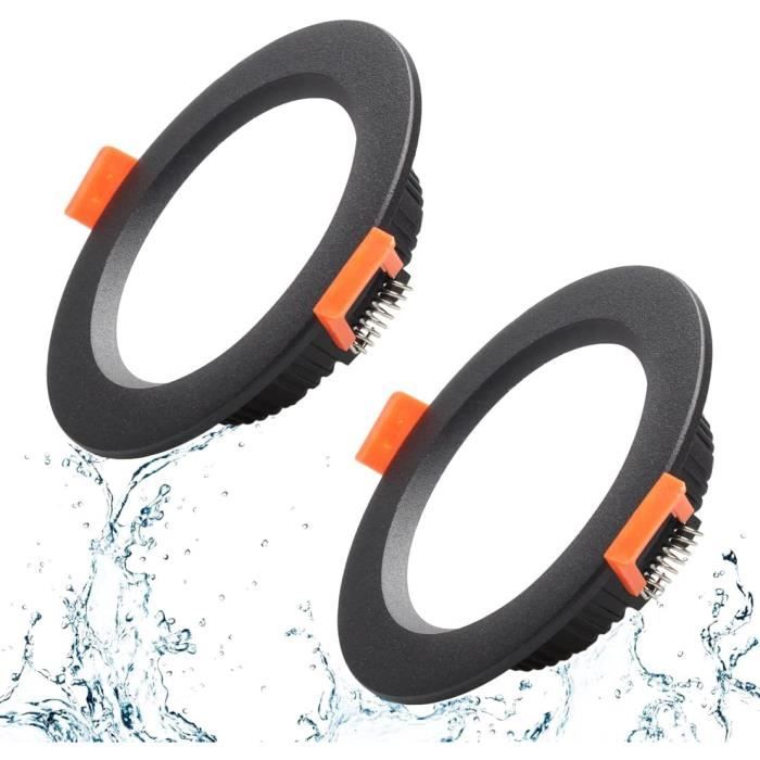 2 Pack Spot Led Encastrable Noir,Extra Plat,5W 500LM=50W incandescence,IP44,Blanc Chaud 3000K,AC ...