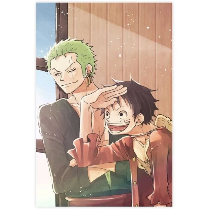 AIMASHI Poster animé One Piece Luffy Zoro 8 sur toile - Décoration ...