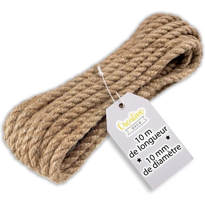 10M Corde De Jute Epaisseur 10Mm | Ficelle Jute | Griffoir Pour Chat ...
