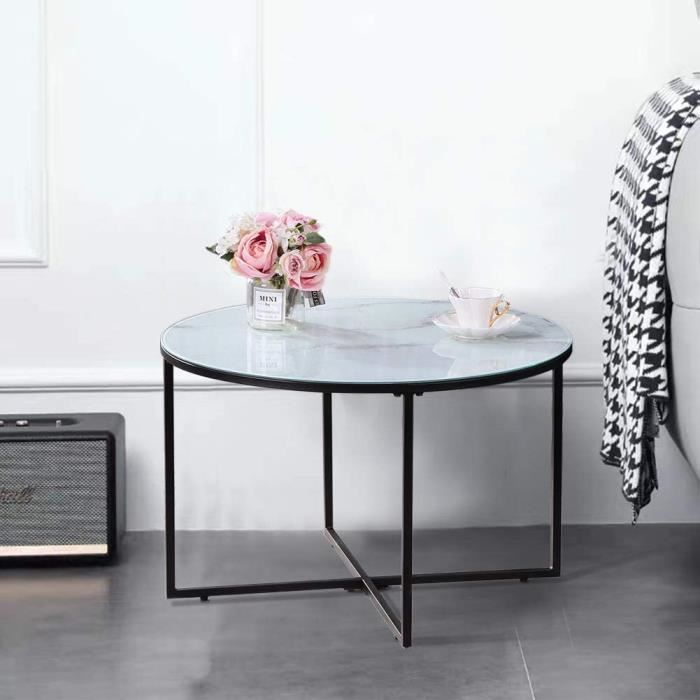 GOLDFAN Table Basse Ronde en Verre Table de Salon Moderne Table d ... GOLDFAN Table Basse Ronde en Verre Table de Salon Moderne Table d ...