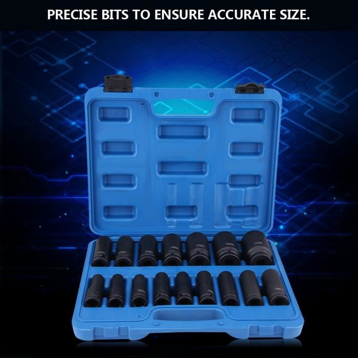 16Pcs 1-2 Inch Drive Air Hex Bit Socket Set Repair Tool Kit 10MM-32MM ...